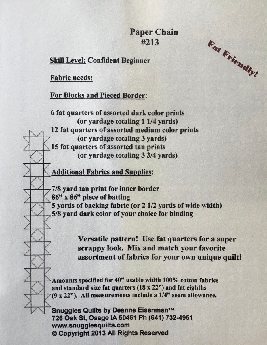 PAPER CHAIN - quilt pattern – Quilter's Nine Patch